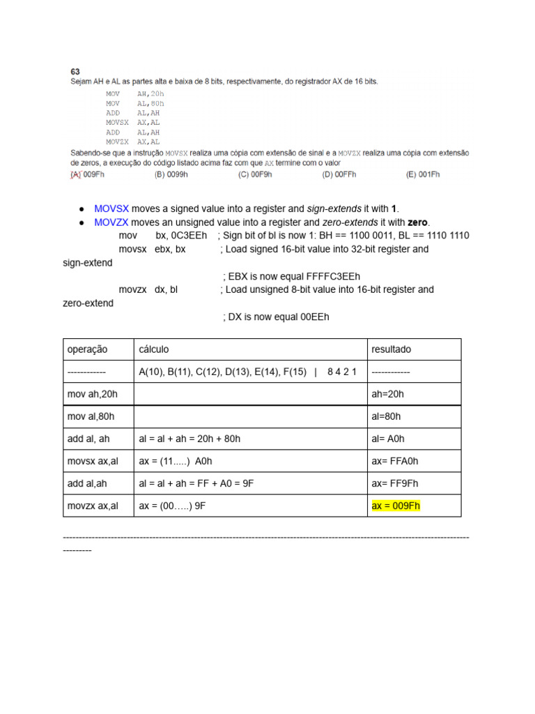 Understanding MOVZX and MOVSX Instructions | PDF