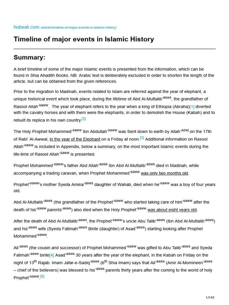Timeline of Islamic History | PDF | Muhammad | Medina