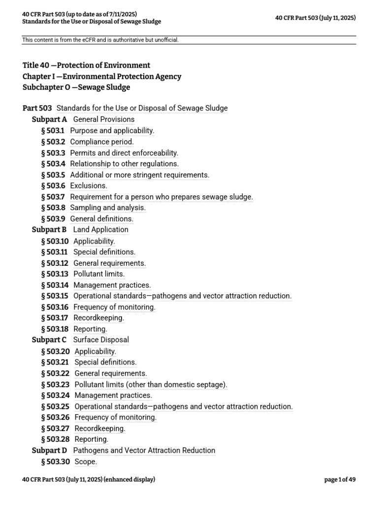Standards for Sewage Sludge Disposal | PDF | Clean Water Act | Sewage