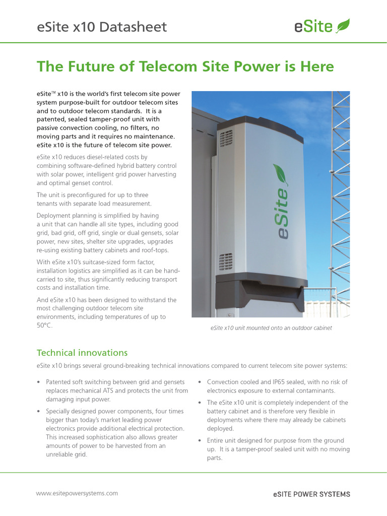 eSite x10 Telecom Power System Overview | PDF | General Packet Radio ...