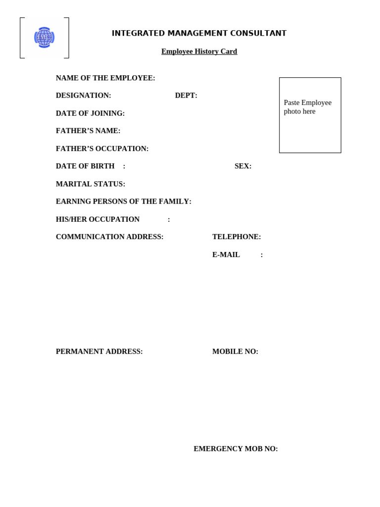 Employee History Card | PDF