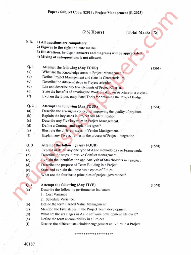 Science - BSC Computer Science - Semester 5 - 2024 - April - Generic Elective Project Management ...