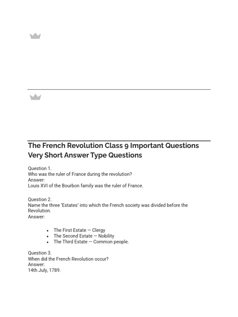 History Chapter 1 Imp Questions With Answers | PDF | French Revolution ...