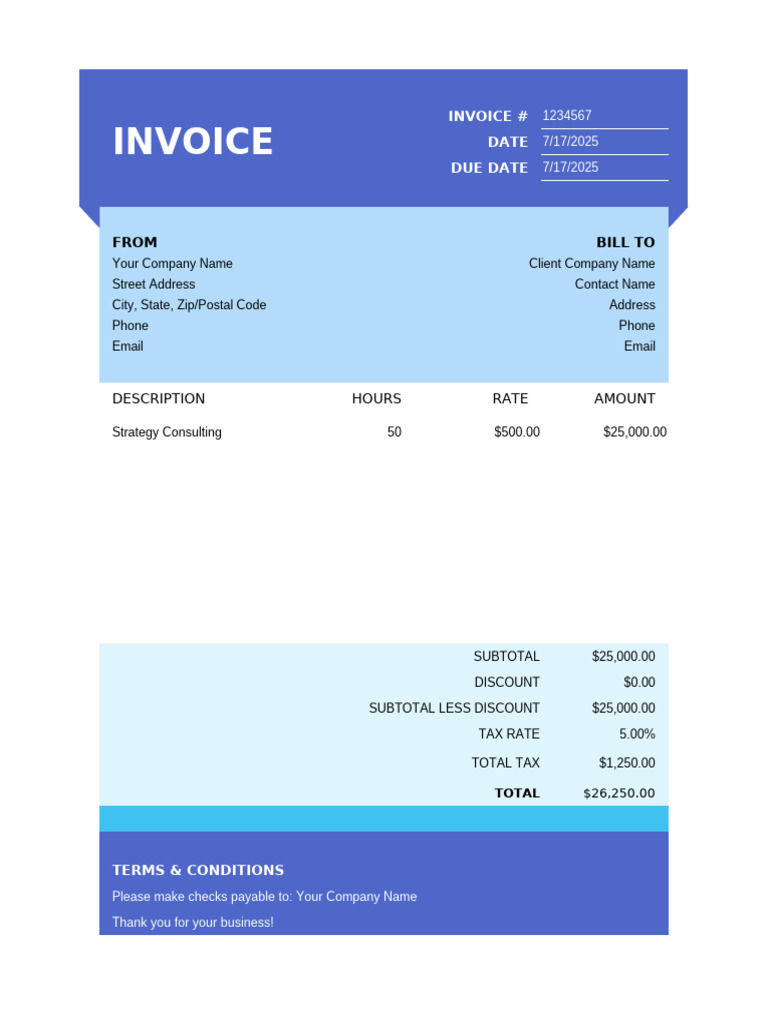 Modern Corporate Blue Timesheet Invoice | PDF