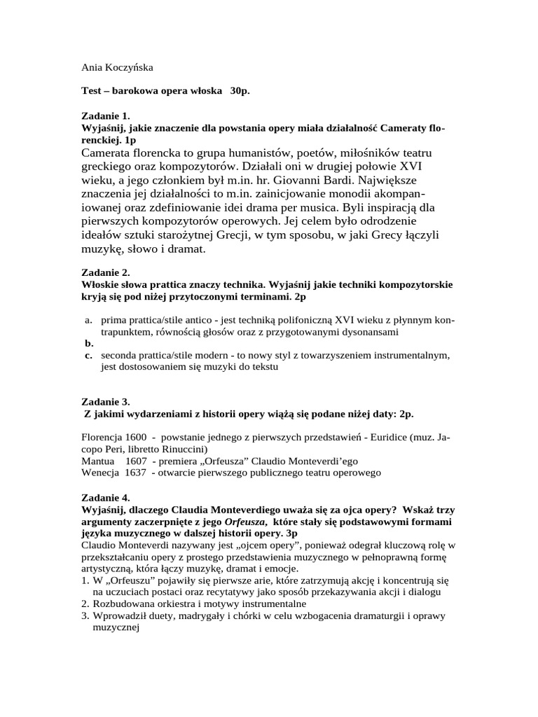 Test - Opera W Epoce Baroku-2 | PDF