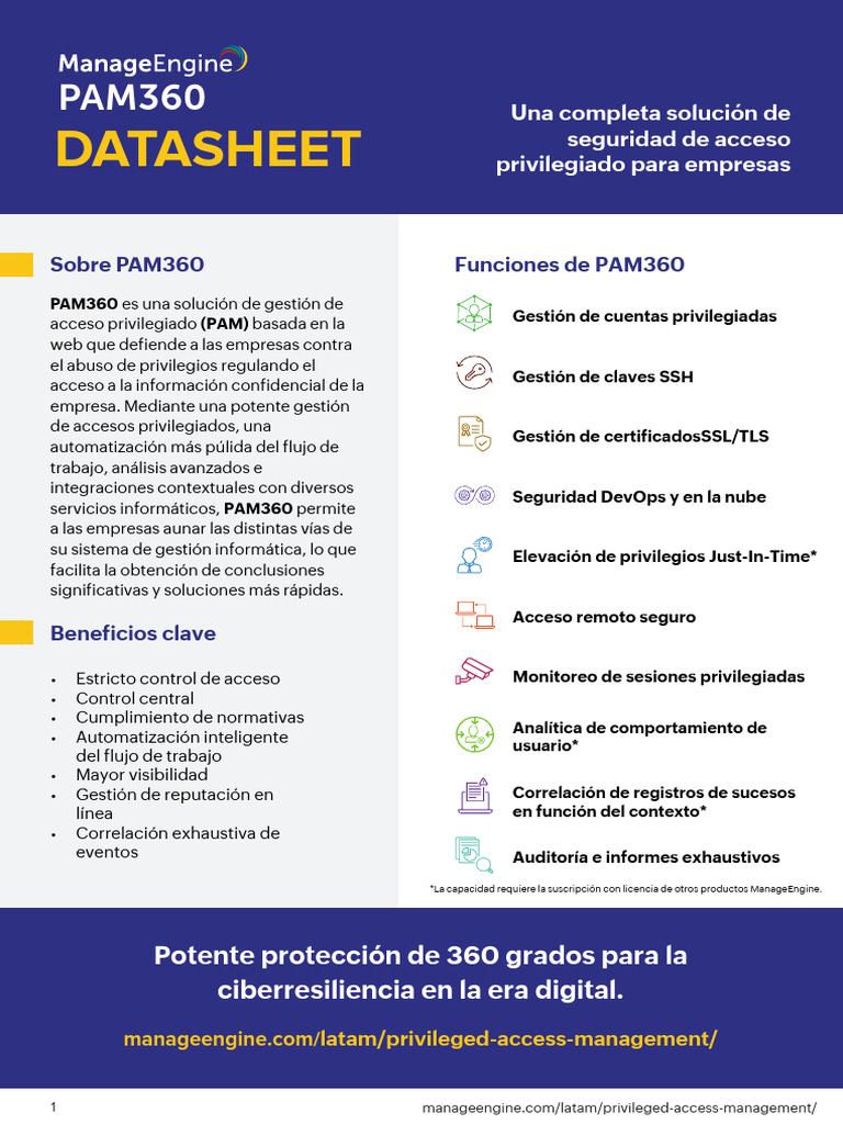PAM360 Brochure | PDF | Transport Layer Security | Servidor SQL de Microsoft