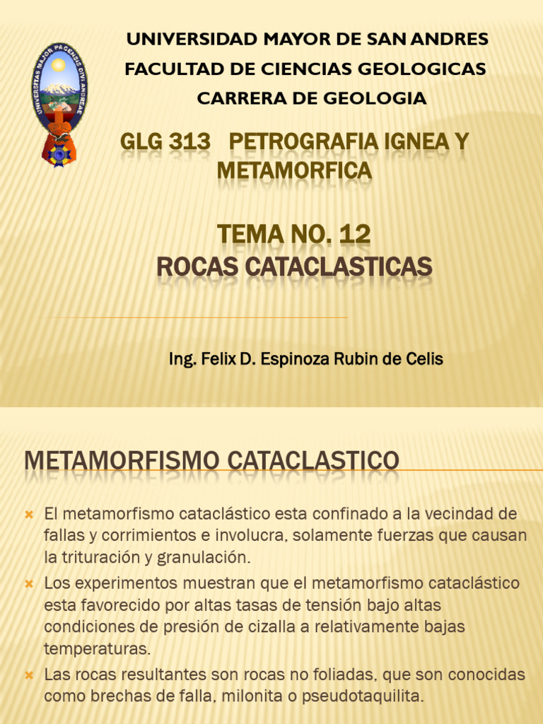 Tema No12. Rocas Cataclasticas | PDF | Roca (geología) | Ciencias fisicas