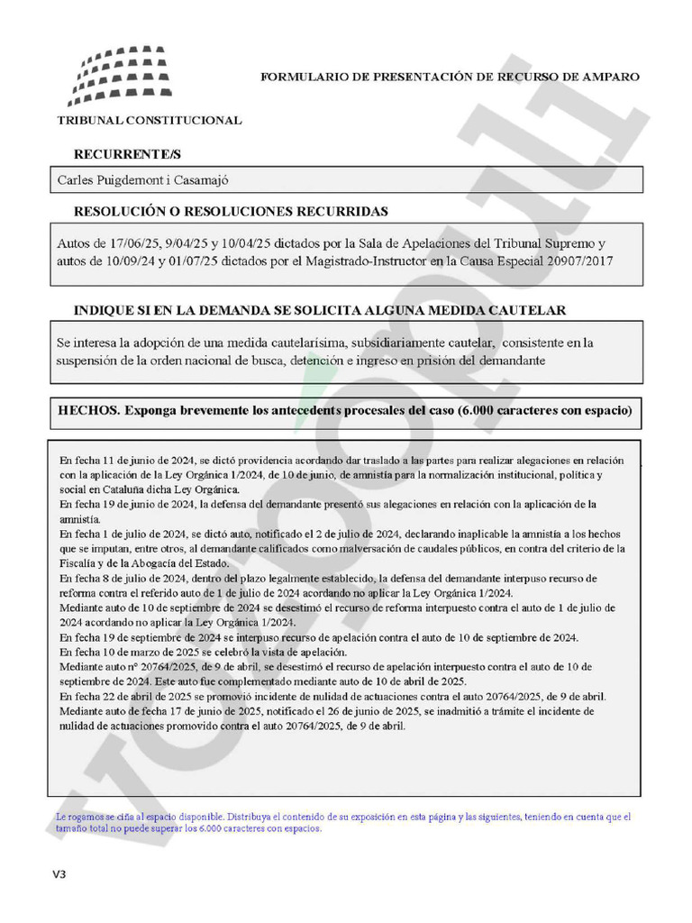 Presentación de Recurso de Amparo | PDF