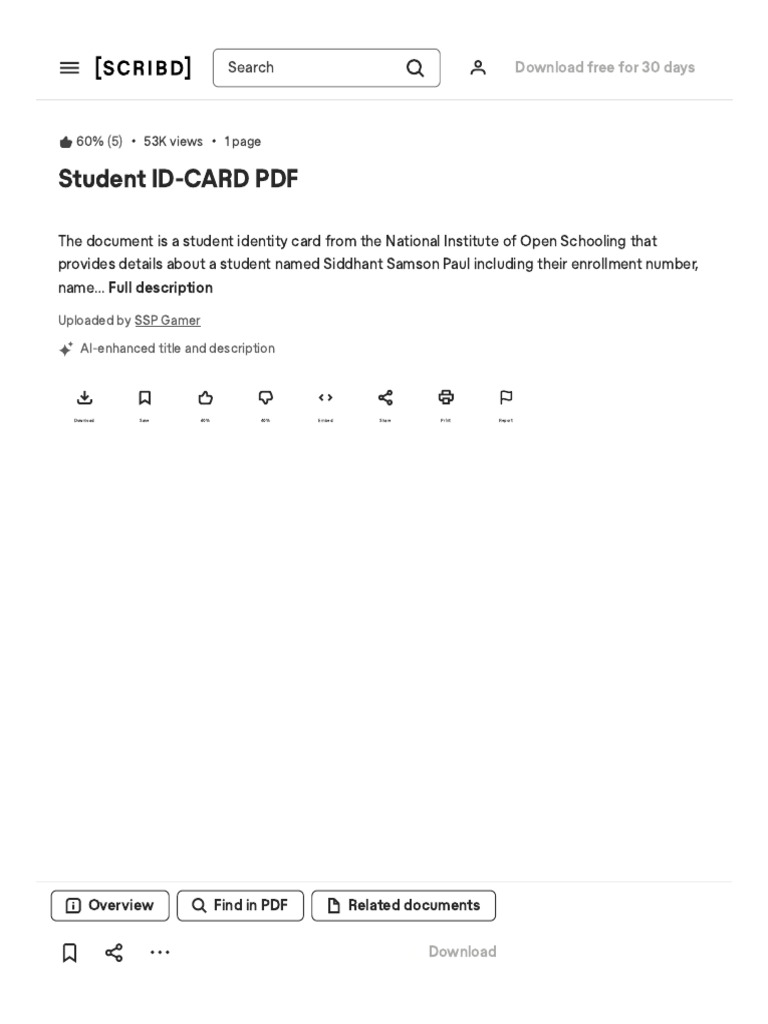 Student Id-Card PDF - PDF | PDF | Scribd | Identity Document