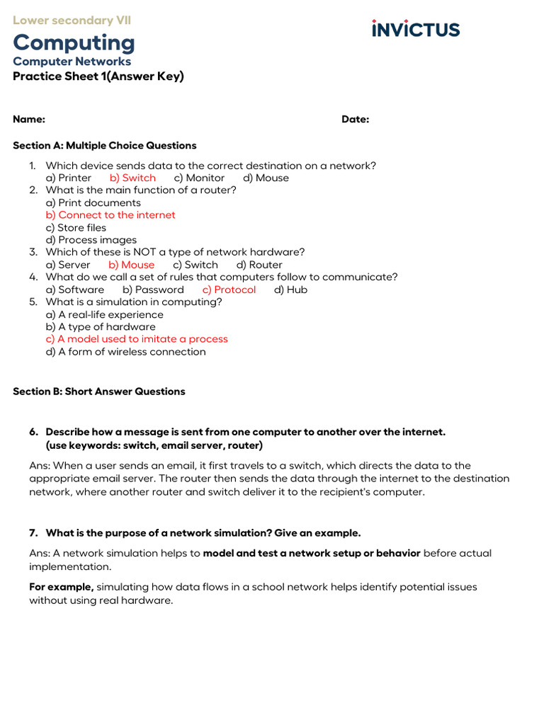 Internet Networking Practice Answers | PDF | Computer Network | Internet