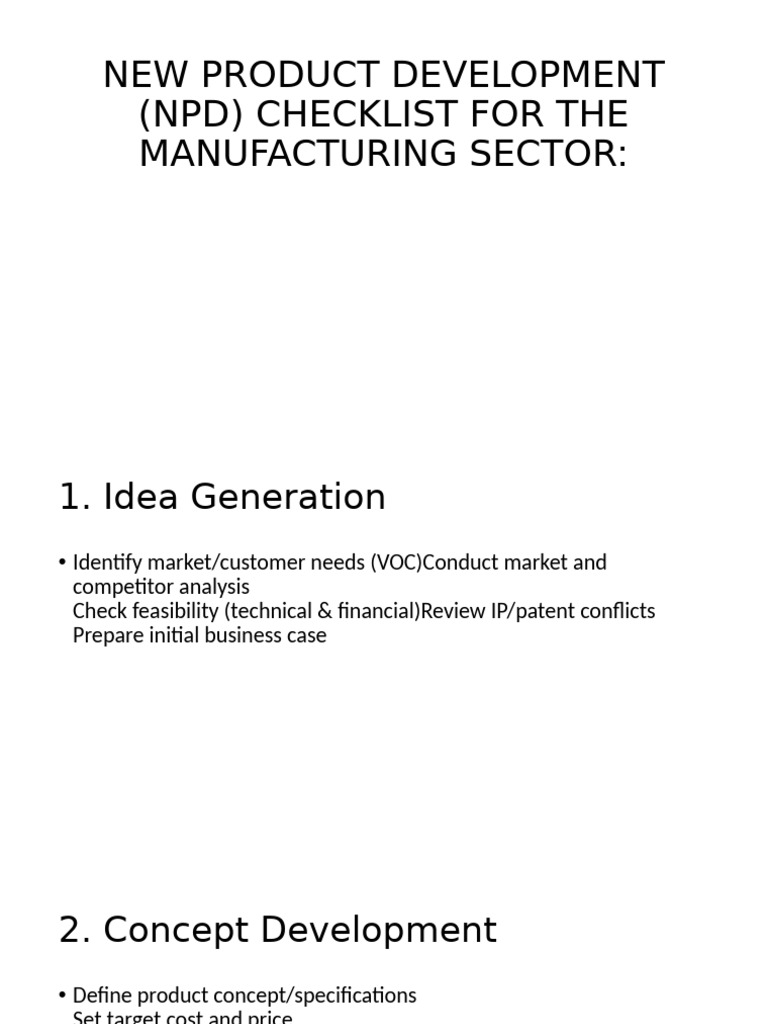 NPD Checklist for Manufacturing Success | PDF