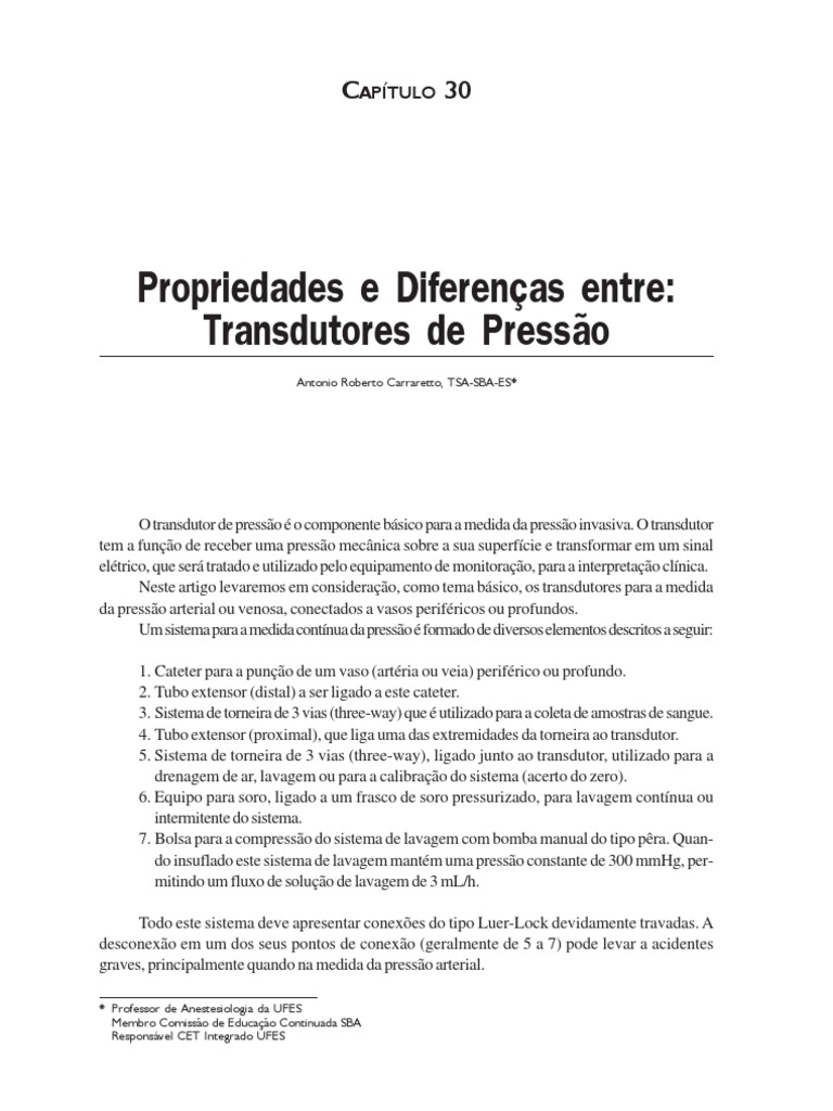 Propriedades e Diferencas Transdutores de Pressao | PDF