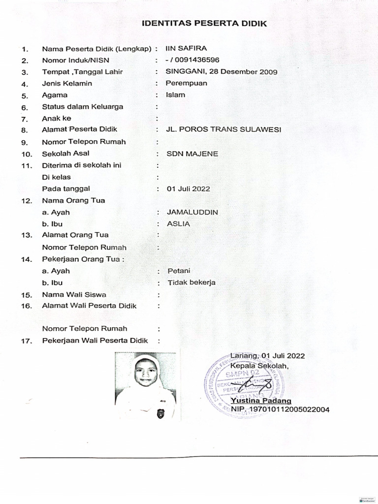 Rapor Iin Safira | PDF