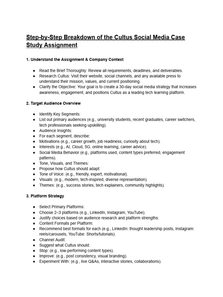 Step-By-Step Breakdown of The Cultus Social Media Case Study Assignment ...