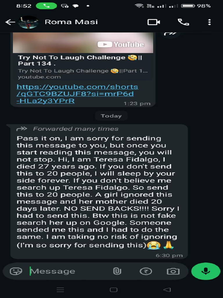 Teresa Fidalgo Message | PDF