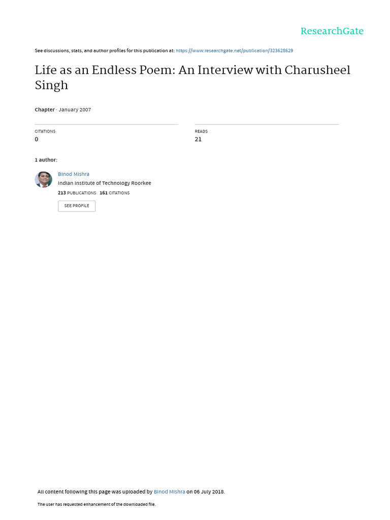 Binod Mishra - LIFEASANENDLESSPOEM | PDF