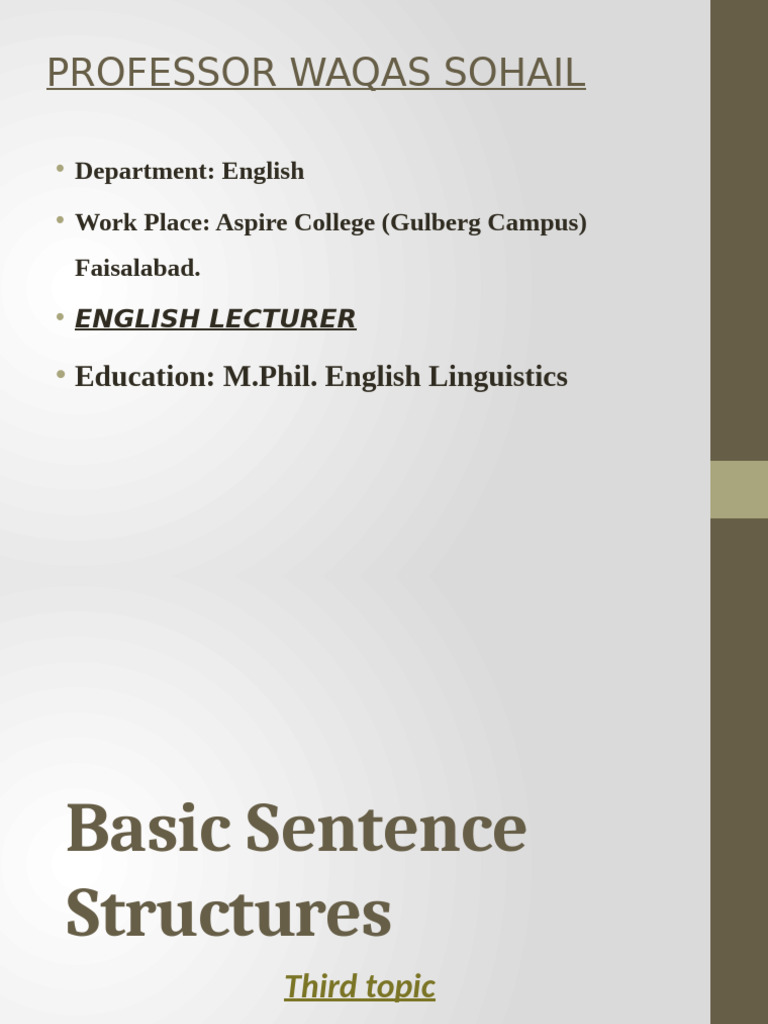 Understanding Basic Sentence Structures | PDF | Subject (Grammar) | Clause