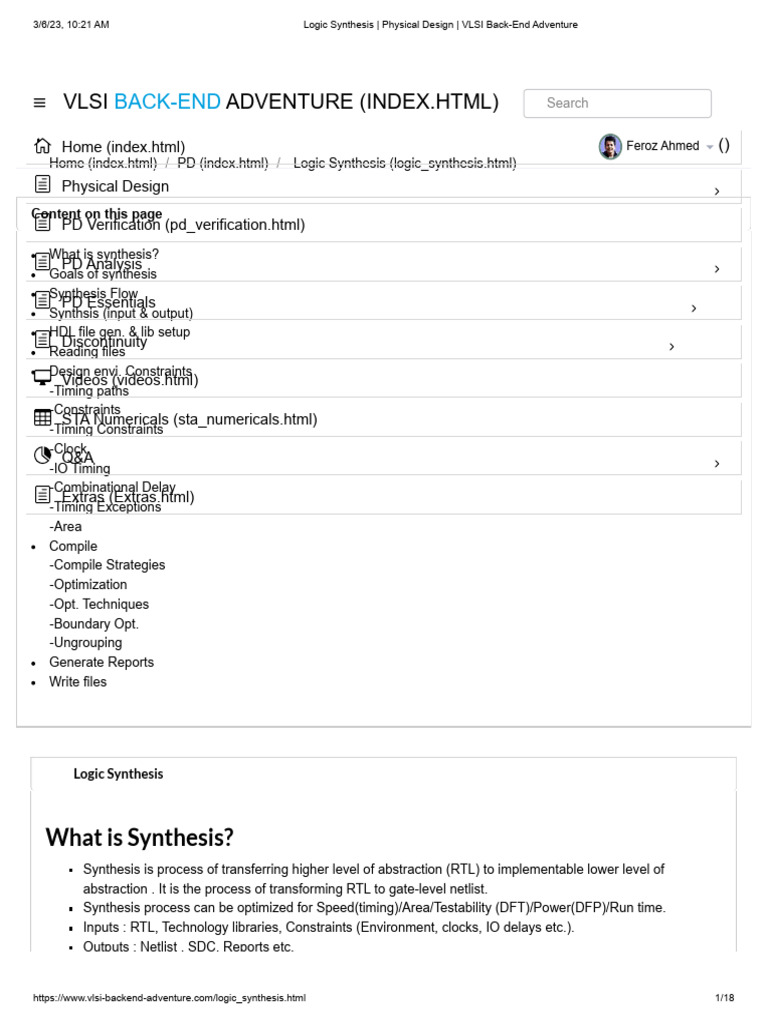 Logic Synthesis Physical Design VLSI Back-End Adventure | PDF ...
