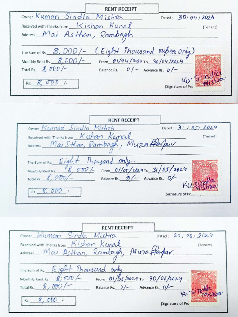 Rent Receipt 2024-25 - Compressed | PDF