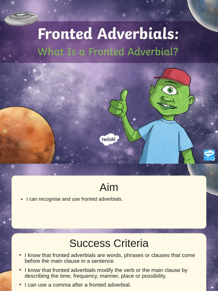 Fronted Adverbials: Time and Usage | PDF | Adverb | Grammar
