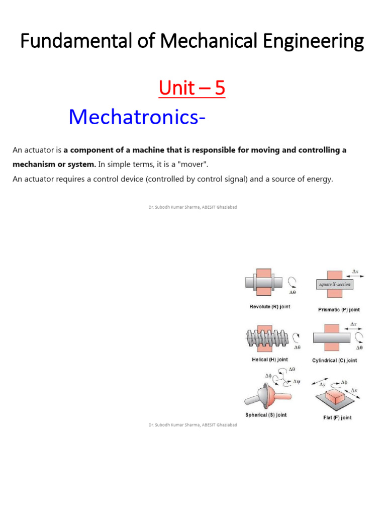 UNIT 5 III Mechatronics Actuators | PDF | Belt (Mechanical) | Valve