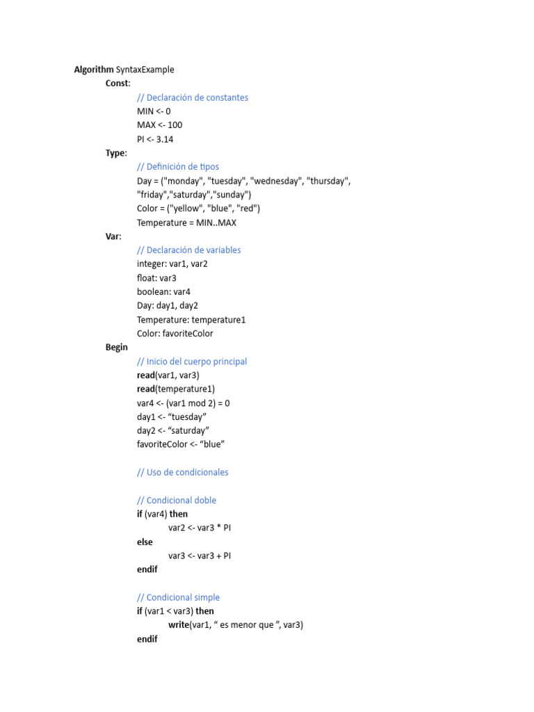 Sintaxis Algoritmos | PDF