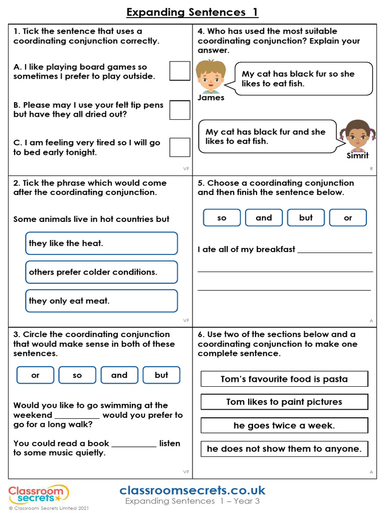 GPS Year 3 Autumn Block 1 Step 4 Expanding Sentences 1 Main Activity ...