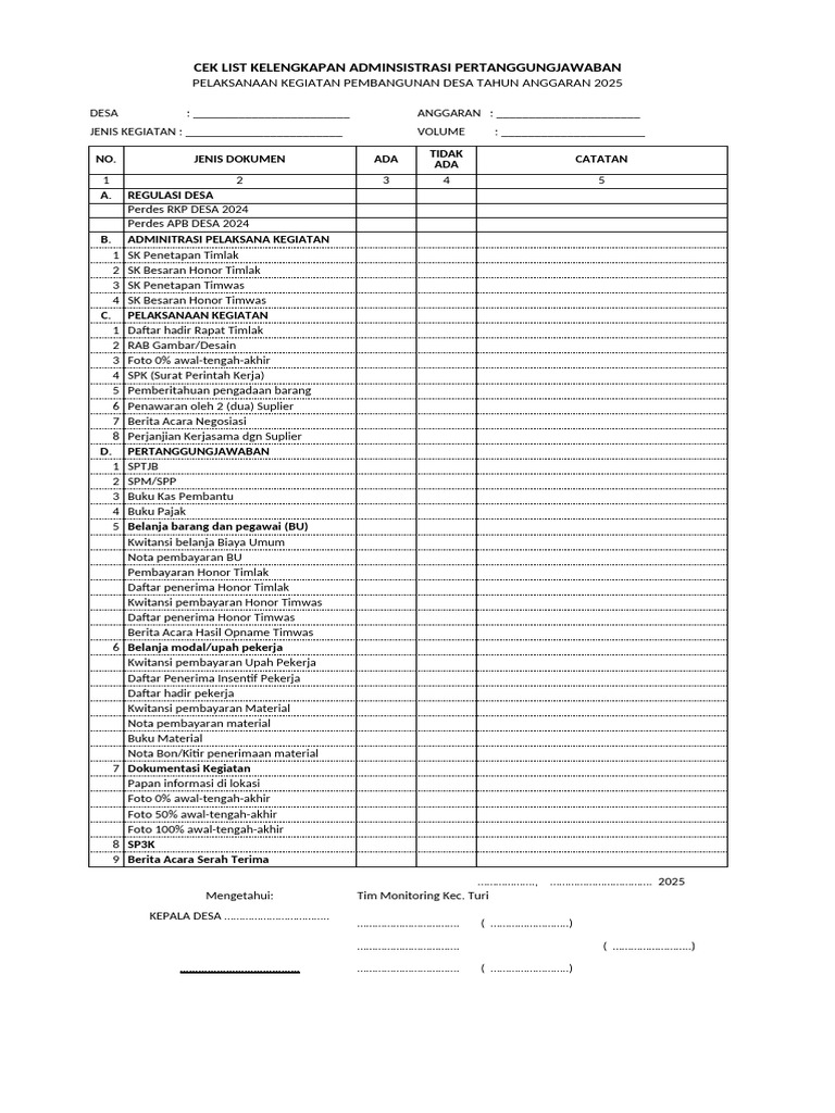 1.2. Formulir Ceklis Kelengkapan SPJ | PDF