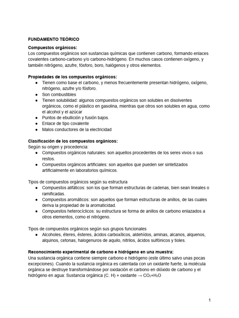 Práctico N°1 Química | PDF | Compuestos orgánicos | Redox