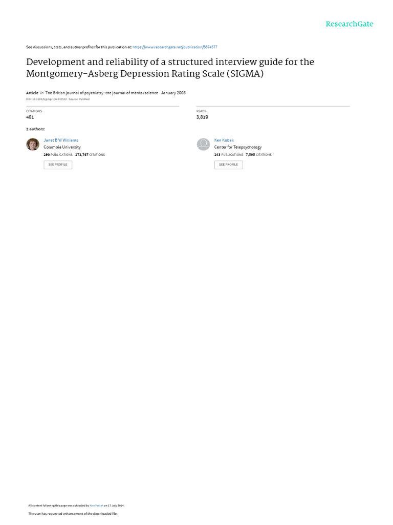Development and Reliability of A Structured Interview Guide For The ...