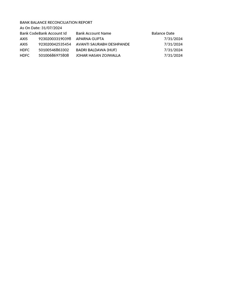 PMS Cash Recon 31.07.2024 Revised | PDF | Banking | Financial Services