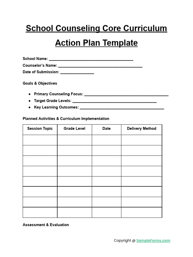 School Counseling Action Plan Template | PDF