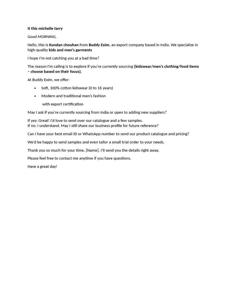 Calling Script | PDF