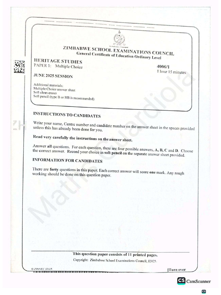 O Level Heritage June 2025 Paper 1 | PDF