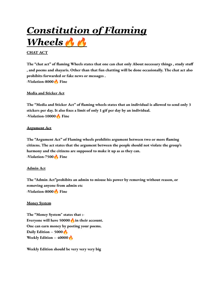 Constitution of Flaming Wheels?? | PDF