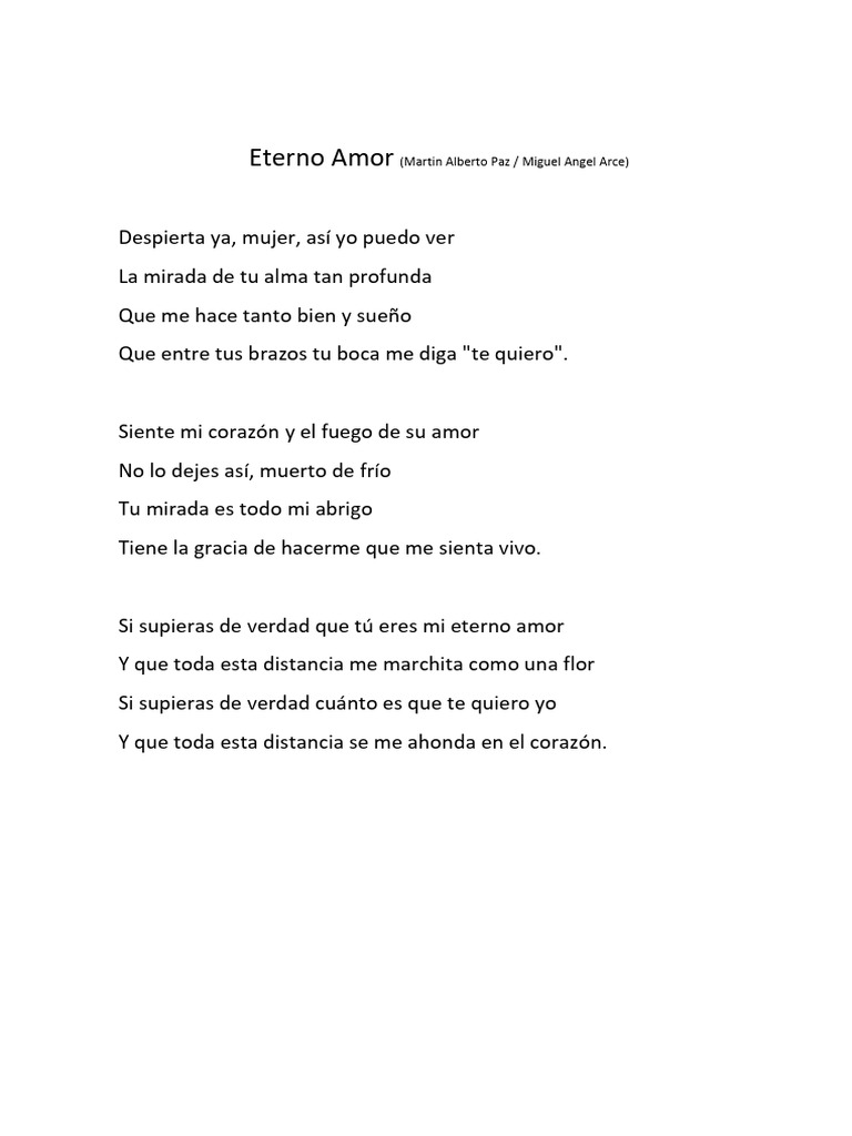 Letra de "Eterno Amor" | PDF