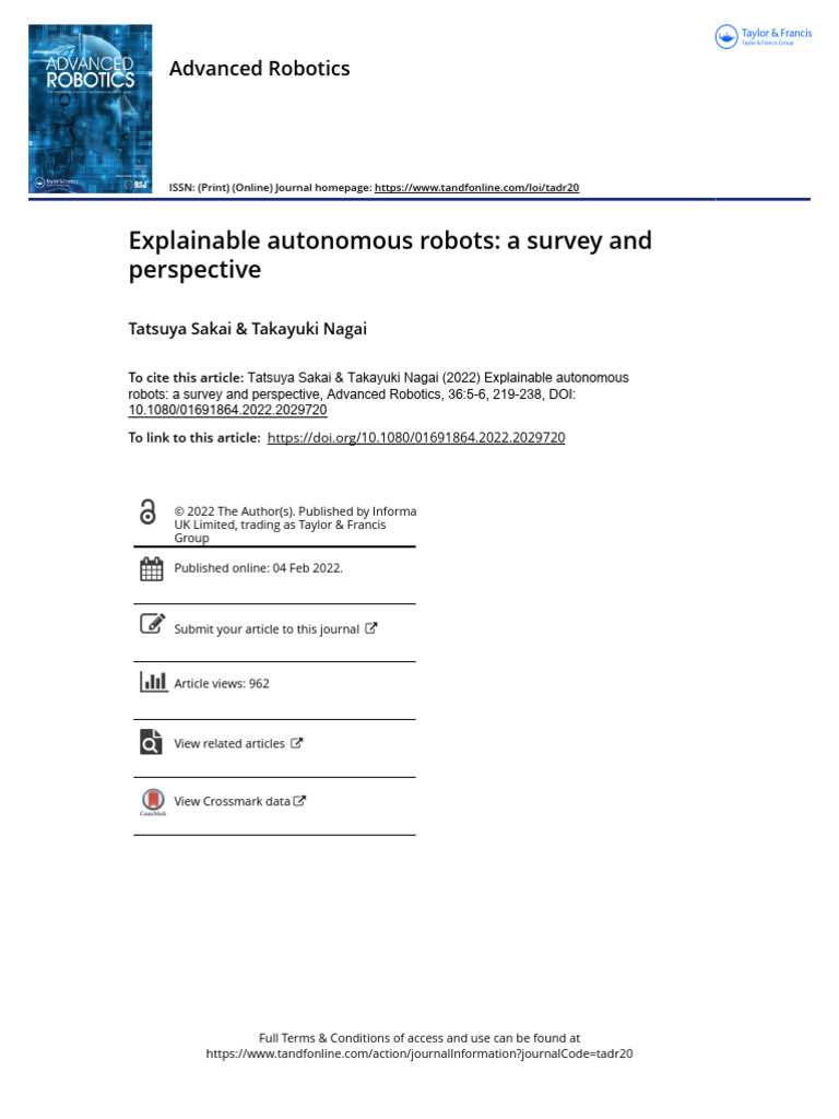 Explainable Autonomous Robots A Survey and | PDF | Artificial Intelligence | Intelligence (AI ...