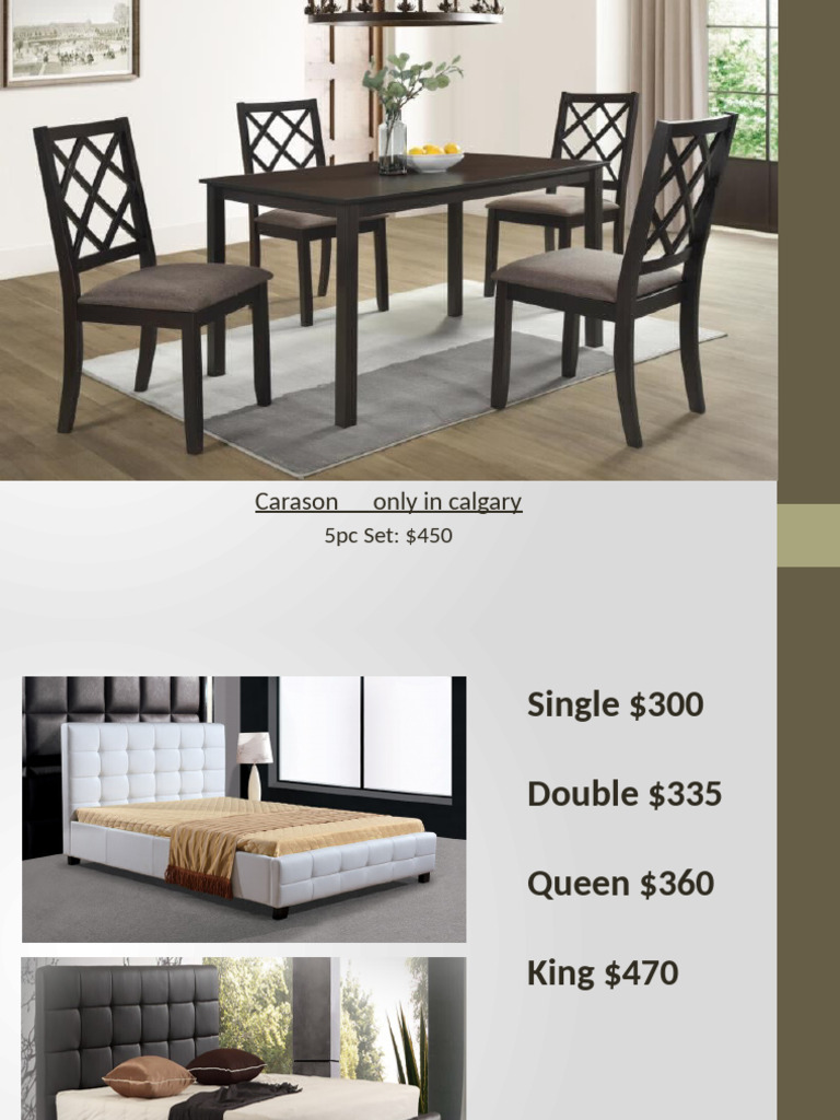 (Calgary) June 2025 Furniture Rate Sheet | PDF | Bed | Chair