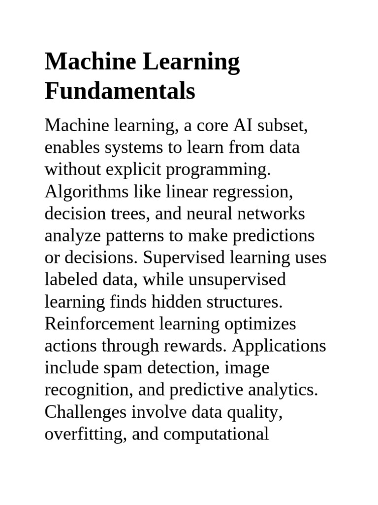 Machine Learning Fundamentals | PDF