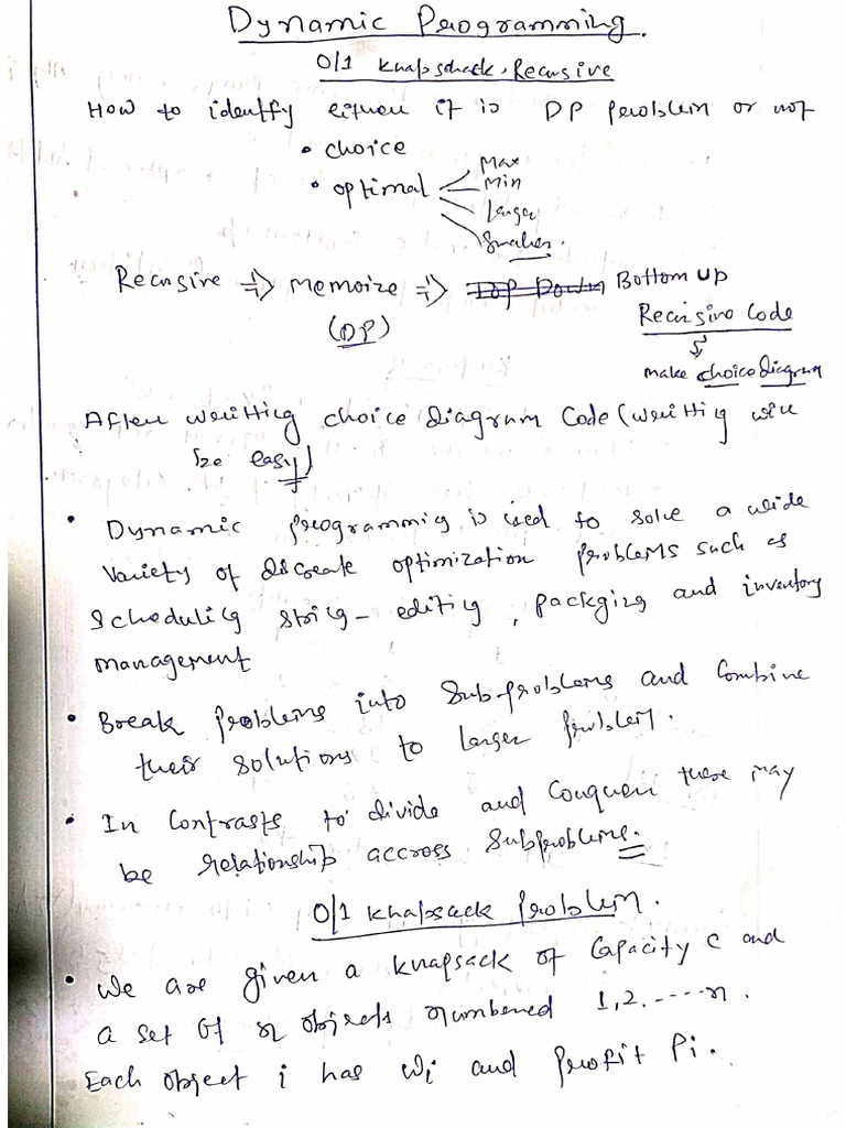DP Basics & Knapsack Algo | PDF