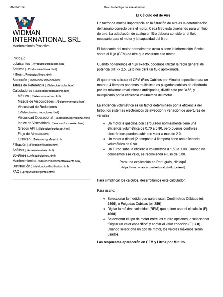 Cálculo de Flujo de Aire Al Motor CFM | PDF | Turbocompresor | Carburador