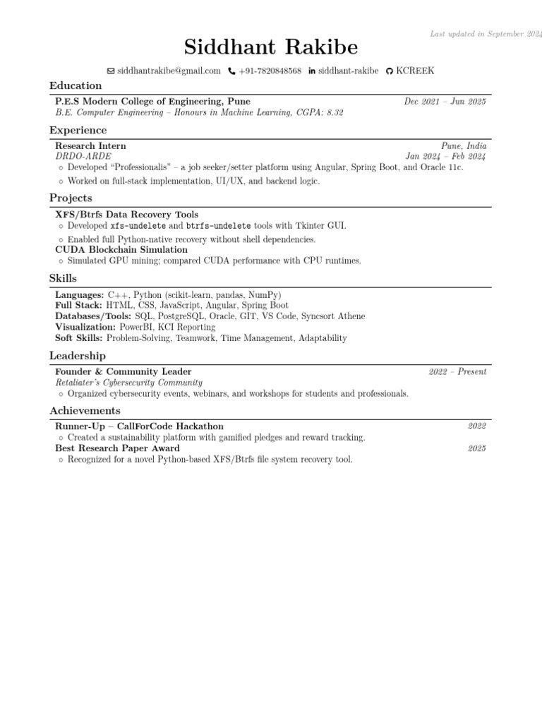 70 ATS Rating Resume Template 1 | PDF