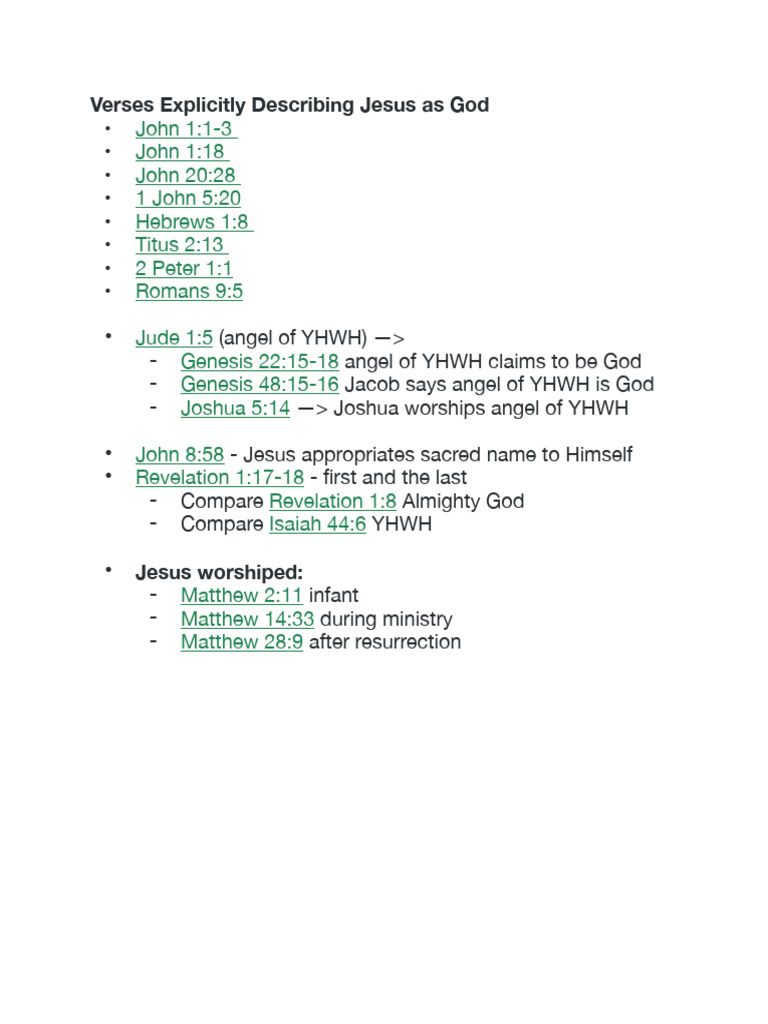 Verses Explicitly Describing Jesus As God | PDF