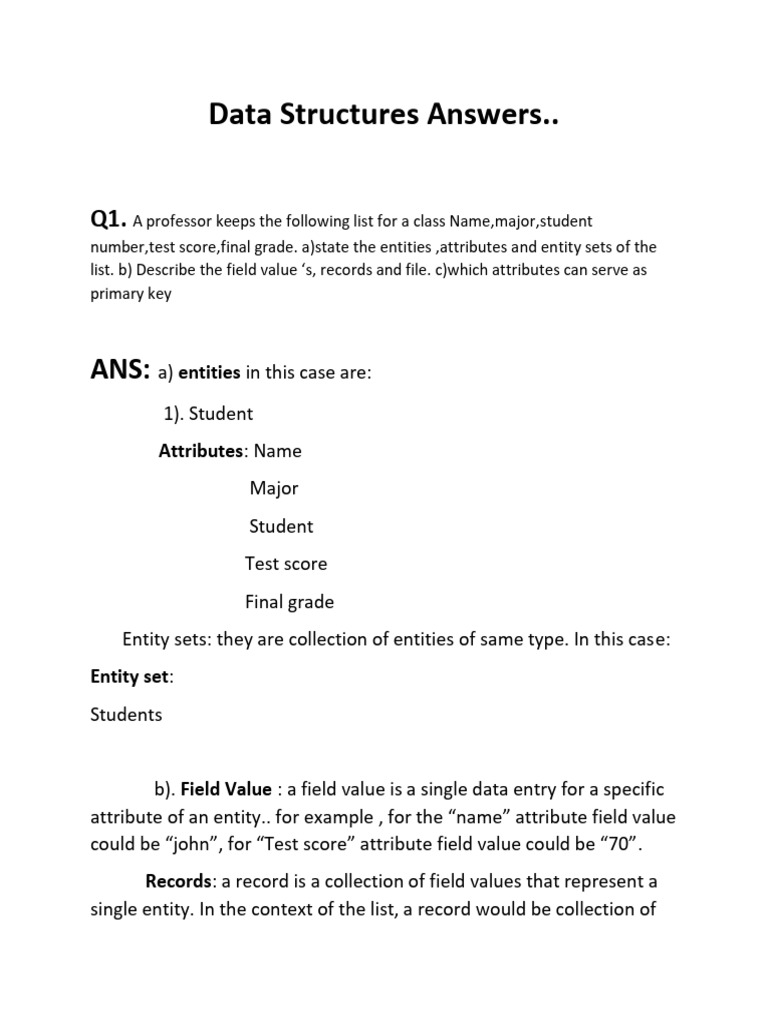 Data Structures Answers-1 | PDF | Queue (Abstract Data Type) | Variable (Computer Science)