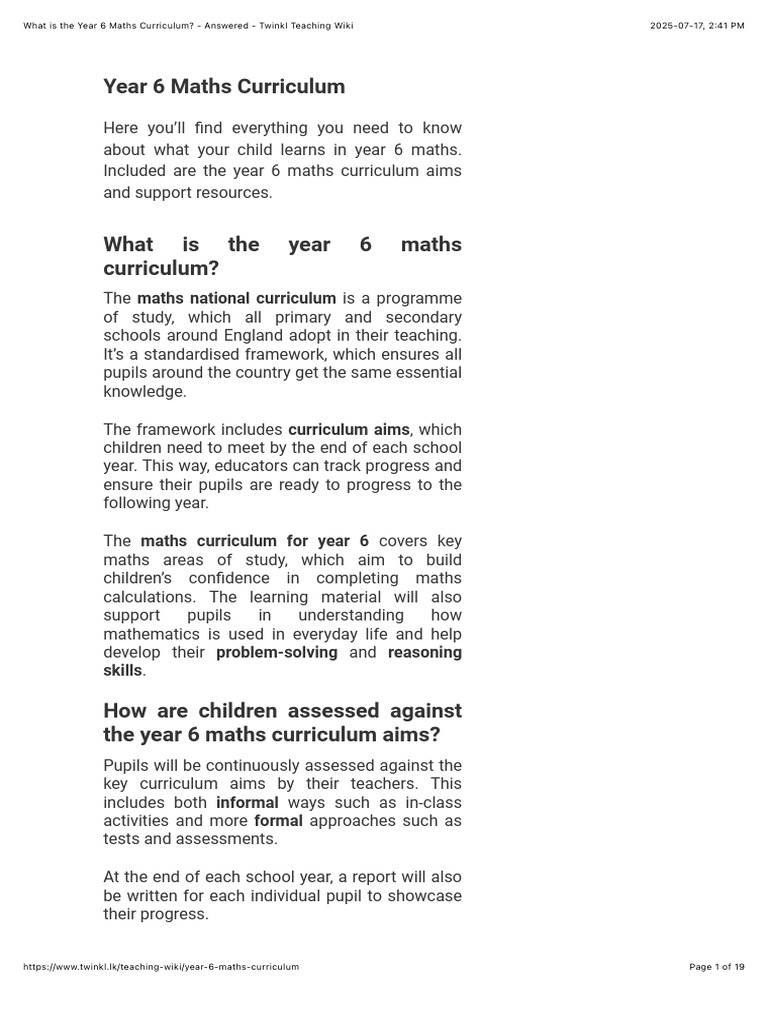 What Is The Year 6 Maths Curriculum? - Answered - Twinkl Teaching Wiki ...