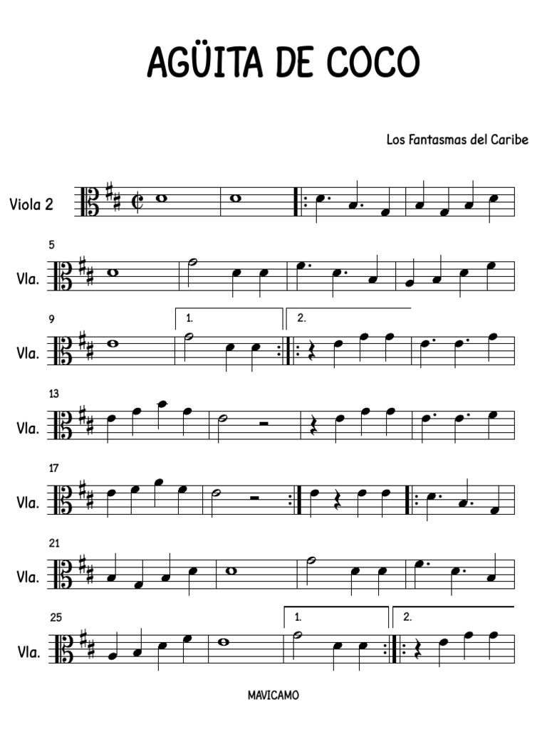 Agüita de Coco - Viola 2 | PDF