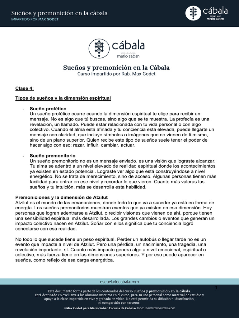 MG Suenos Premonicion Apuntes Clase4 | PDF | Sueño | Los símbolos