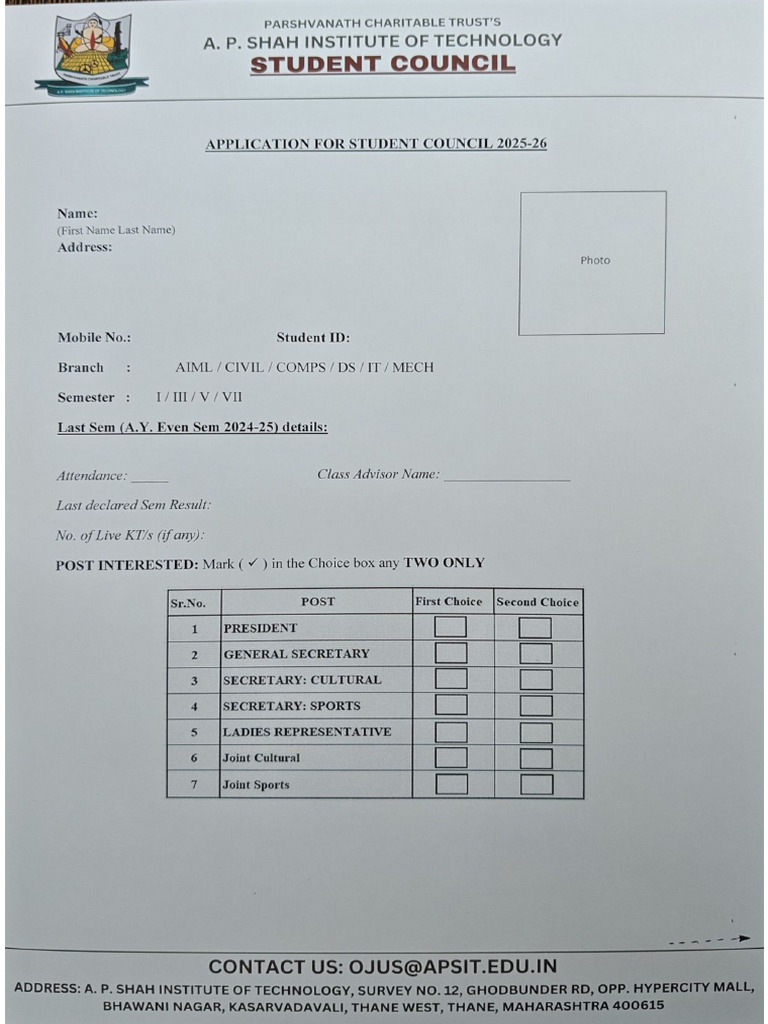 Application Student Council | PDF