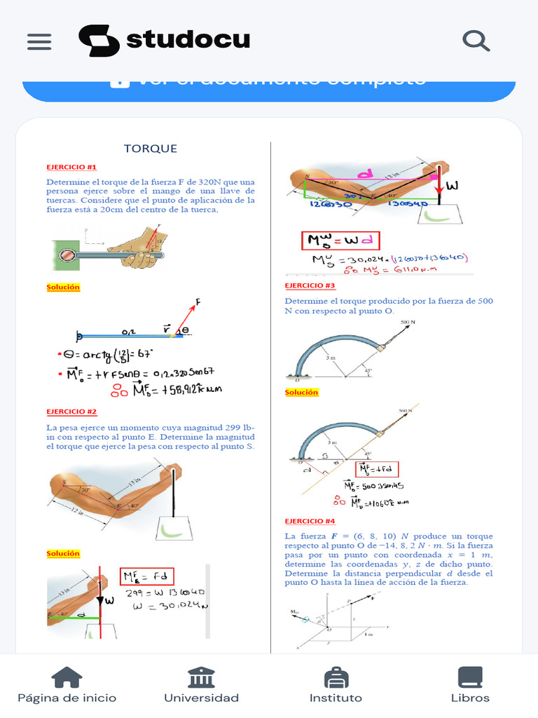 Problemas Resueltos de Torque - ToRQUE EJERCICIO | PDF | Esfuerzo de torsión | Física