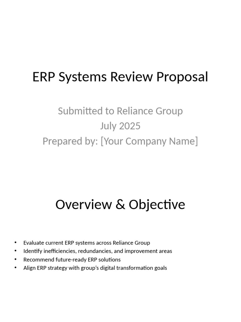 Reliance ERP Proposal Detailed | PDF